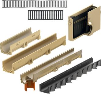 Aco Self Entw&auml;sserung Baukasten Rinnenk&ouml;rper mit Stegrost Kunststoff mit Microgrip 0,5 m