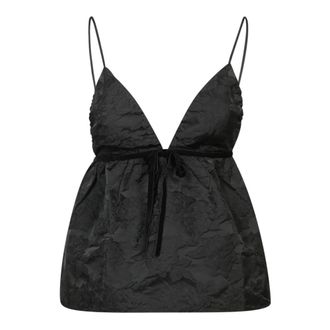 Ganni Botanical Jacquard Strap Top - - Tops - Damen - Schwarzk - L