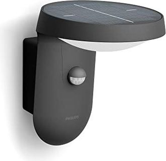 Philips Tyla, applique murale solaire ext&eacute;rieure ultra efficient, classe energ&eacute;tique A, d&eacute;tecteur de mouvement, 3000K, 250 lm, IP44, Anthracite
