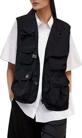 Generic Gilet Sportswear Femme - Veste Fonctionnelle Multi-Poches De Couleur Unie pour Femmes Vente De Cardigan Pull Homme