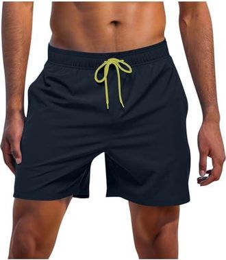 Generic Short de bain pour homme &agrave; s&eacute;chage rapide - L&eacute;ger - Short de bain pour la plage et les vacances, bleu marine, 3XL