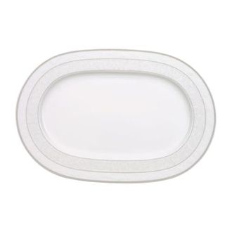 Villeroy & Boch Plat Gray Pearl, Plat de Service Élégant Paré dOrnements en Porcelaine Bone de Grande Qualité, 35 cm