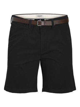 Jack & Jones Plus Size Chinoshorts JPSTADAM BELTED CHINO SHORTS PLS, Herren, Gr. 44 (5XL), N-Gr, schwarz, Web, Obermaterial: 98% Baumwolle, 2% Elasthan, JACK & JONES PLUSSIZ