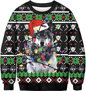 Generic Pull De Noel Femme Grande Taille Sweatshirt sans Capuche Femme Design Imprimé NoëL Unisexe Manches Longues Col Rond DéContracté Confortable Haut Ample