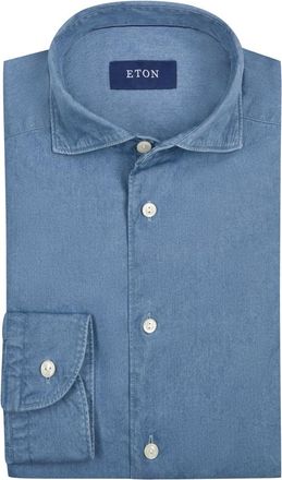 Eton Leichtes Jeanshemd mit Kn&ouml;pfen in Perlmutt-Optik, Slim Fit in