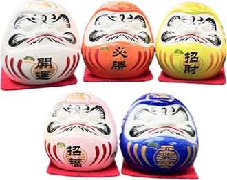 Generic Pop - 5X Japanisches -Set, traditionelles Zen-Figurenset, Gl&uuml;ckssymbol, rotes handgemachtes dekoratives Ornament | Kulturelles Segenbild f&uuml;r Meditatio