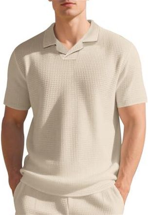 Generic Polo l&eacute;ger et respirant pour homme, coupe classique, d&eacute;contract&eacute;, vintage, boutonn&eacute;e, confortable, extensible, t-shirts dext&eacute;rieur, kaki, 3XL