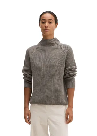 Marc O'Polo Strickpullover MARC OPOLO aus Organic Cotton, Damen, Gr. XXL, braun (stone taupe melange), Obermaterial: 100% Baumwolle, unifarben, Pullover Strickpul