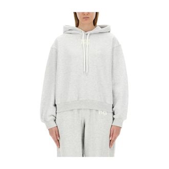 Alexander Wang Femme, Sweatshirts et sweats &agrave; capuche, Gris, Taille: 40 FR Essential Terry Puff Paint Logo Sweat &agrave; capuche