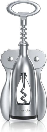 Arendo Korkenzieher Wein - Zinklegierung - Fl&uuml;gelkorkenzieher - Multifunktional - inklusive Flaschen&ouml;ffner - ergonomischer Griff - Silber