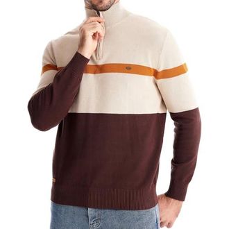 Generic Pull à fermeture éclair pour homme - Pull en tricot à col montant et manches longues - Chaud - Doux - Couleur unie - Pull décontracté en tricot pour h