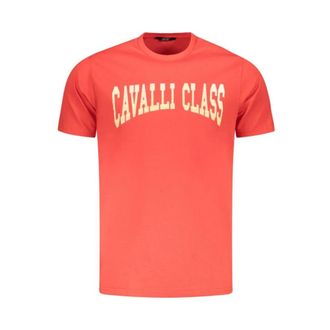 Cavalli Homme, Tops, Rouge, Taille: 2XL Tee-shirt rouge avec logo pour homme