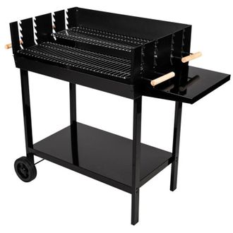 Somagic Barbecue charbon double grilles noir 106x52x92 cm - Cuve acier laqu&eacute; 75x50 cm - 2 grilles r&eacute;glables - Pour 20 personnes - Somagic
