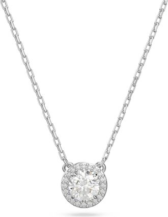 Swarovski Una Anhänger, Rhodinierte Damenhalskette mit Klaren Swarovski Kristallen