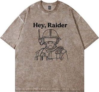 Generic ARC Raiders Hi T-shirt en coton délavé unisexe à manches courtes et col rond, marron, XXL