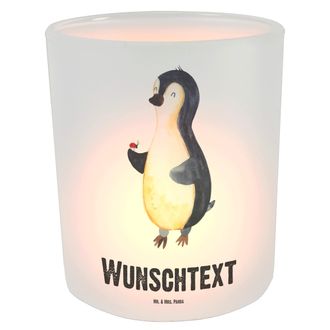 Mr. & Mrs. Panda Personalisiertes Windlicht Pinguin Marienkäfer - Personalisierte Geschenke, Liebe, Windglas, Glück, Kleine Wunder, mit Namen, Windlichter, Kerzengläse