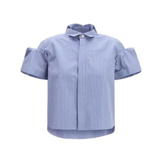 sacai Femme, Blouses et Chemises, Bleu, Taille: 38 FR Polyester Shortsleeve Shirt