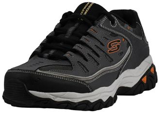 Skechers Sport Mens Afterburn Memory Foam Lace-Up Sneaker, Charcoal, 11 4E US