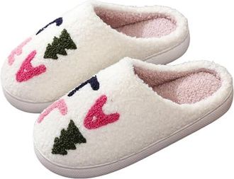 Generic Pantoufles de Noël pour homme et femme - Légères et moelleuses - Amusantes et confortables - En peluche - Chaudes - À enfiler - Pour intérieur et exté