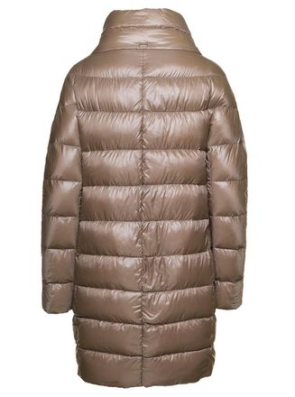 Herno Womens Long Down Jacket Beige Polyamide Puffer