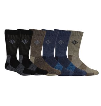 Columbia Herren Feuchtigkeitsregulierende Crew, 6er-Pack Socken, Khaki/Marineblau/Braun/Schwarz, 37.5-46 EU