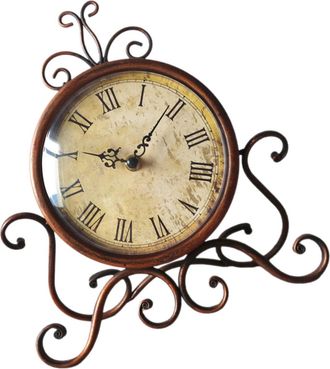 DOITOOL Retro Tischuhr Aus Eisen Stumm Vintage Kaminuhr Dekorative Uhr F&uuml;r Wohnzimmer B&uuml;ro Caf&eacute;