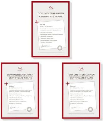 Walther Design Bilderrahmen rot 21 x 29,7 cm (DIN A4) New Lifestyle Kunststoffrahmen KV130R (Packung mit 3)