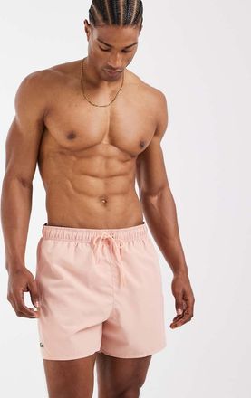Lacoste Klassische Badeshorts in Hellrosa mit Logo