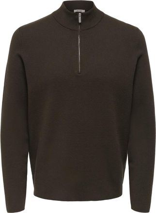 Only & Sons Herren Onscooper Half Zip High Neck Knit Noos, Demitasse, XL