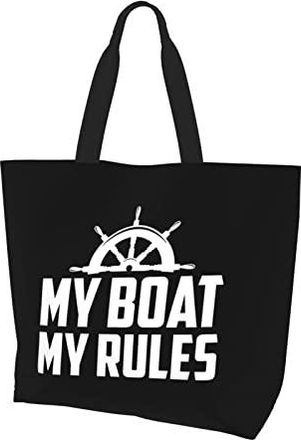 AOOEDM My Boat My Rules Sac &agrave; provisions r&eacute;utilisable en toile pour femme