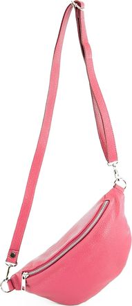 modamoda.de T211 Damen Leder Bauchtasche Brusttasche H&uuml;fttasche handmade in Italy, Farbe:Bubble Gum