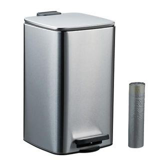 Relaxdays Poubelle de Salle de Bain, 8 litres, Seau int&eacute;rieur Amovible, avec Couvercle Pratique, argent&eacute;e