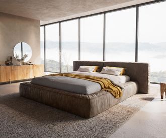 DELIFE Polsterbettgestell Coperti 180x200 cm Mikrofaser Taupe Vintage, Polsterbetten