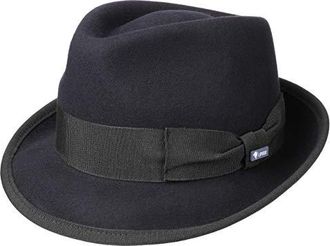 LIPODO Chapeau de Feutre The Classic Femme/Homme - Made in Italy en Laine Fedora avec Ruban Gros Grain Hiver Automne Ete Printemps Printemps-ete - L (58-59 c