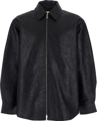 Sunflower Homme, Vestes, Noir, Taille: M Veste en cuir &agrave; col classique