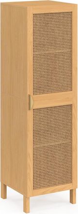 IDMarket Schrank EDHEN, 1 T&uuml;r mit Regalen, Rohrgeflecht, Holzfarbe