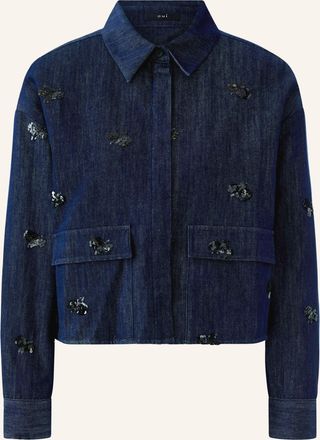 Oui Jeansjacke Mit Pailletten blau