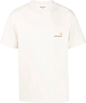Carhartt Work in Progress Homme, Tops, Blanc, Taille: XL T-shirt avec Broderie American Script