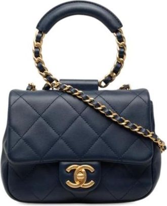 Chanel Sac bandouli&egrave;re matelass&eacute; doccasion en cuir dagneau - Femme - Pre-owned - Bleu - Taille: ONE Size