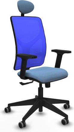 Piqueras y Crespo B&uuml;rostuhl mit 2D-Armlehnen, h&ouml;henverstellbarer Lendenwirbelst&uuml;tze und festem Kopfteil, ausgestattet mit 3 Positionen und Schneideschaum, Blau/Himmelbl