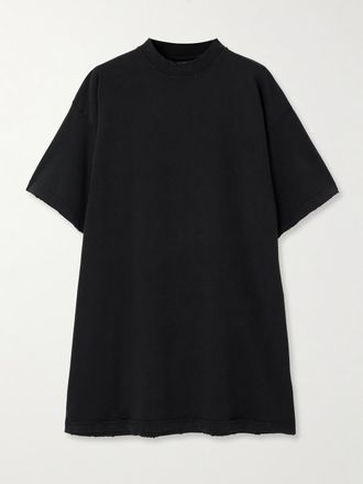 Balenciaga T-shirt Oversize En Jersey De Coton Imprim&eacute; Effet Vieilli - Noir
