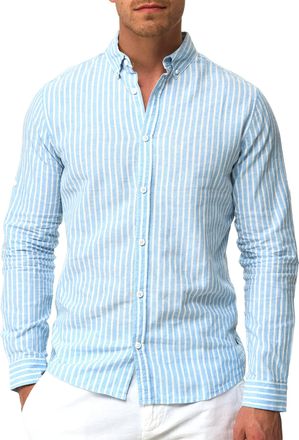 Indicode Herren Brayden Hemd gestreift mit Button-Down-Kragen | Herrenhemd Männerhemd Moonlight, XXL