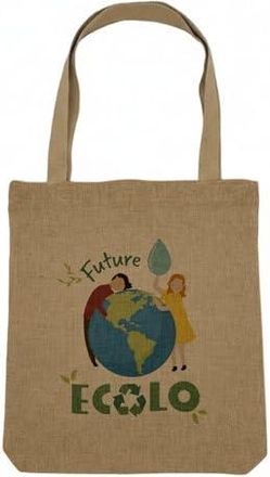 Fabulous Sac Shopping Tote Bag Aspect Lin - Future Ecolo H&eacute;ros Environnement Avenir - Sac de Courses Toile Epaisse 360g Beige Naturel Cabas Port&eacute; Epaule Solide