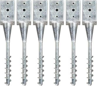 vidaXL Vidaxl - Erdspie&szlig;e 6 Stk. Silbern 9&times;9&times;56 cm Verzinkter Stahl