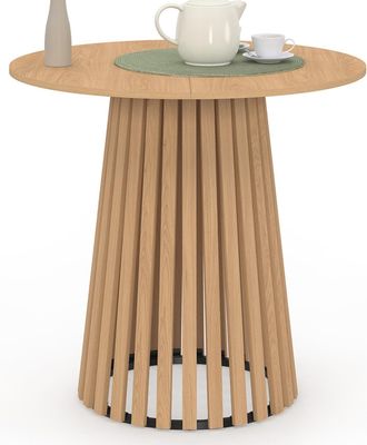 IDMarket Esstisch, rund, Carmen, 6 Personen, Holzfu&szlig; aus Latten und Holzplatte, 80 cm