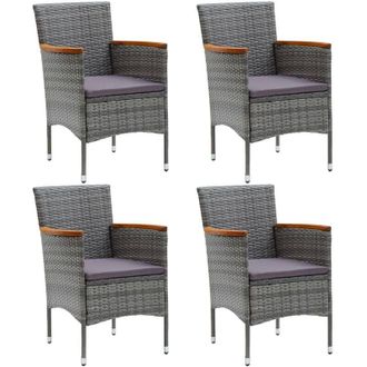vidaXL Chaises de salle à manger de jardin 4 pcs Résine tressée Gris