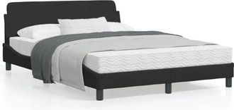 Les Tendances Cadre de lit avec tête de lit Noir 140x200 Velours