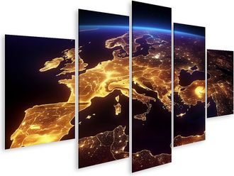 Islandburner Bild auf Leinwand Europa bei Nacht aus dem Weltraum gesehen f&uuml;r Wohnzimmer Weltraum-Enthusiasten Reiseb&uuml;ro Bilder Wandbilder Poster