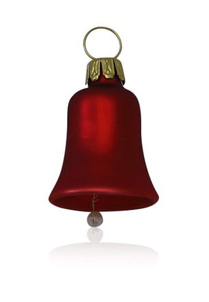 Lauschaer Glas Christbaumschmuck Kleine Glöckchen, rot matt, 3 Stück, d=2,5cm, L 4cm Christbaumschmuck Weihnachtsbaumschmuck Weihnachtsschmuck mundgeblasen