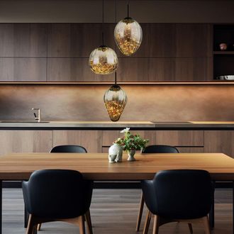 Globo Lighting Lampe à suspension LED lampe de table à manger lampe de salon en verre fumé lampe suspendue 3 ampoules, métal, 24W 1409lm blanc chaud, DxH 39 x 120 cm